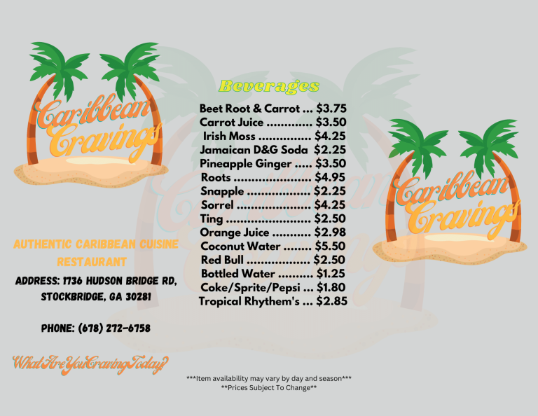 Menu – Caribbean Cravings