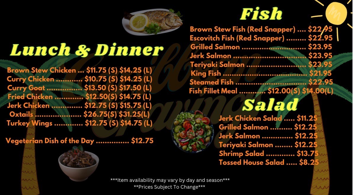 Menu – Caribbean Cravings